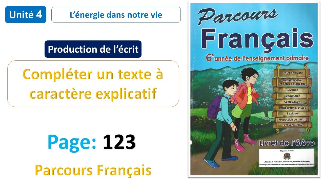 Prod de l’écrit: Compléter un texte à caractère explicatif/Unité 4 ...