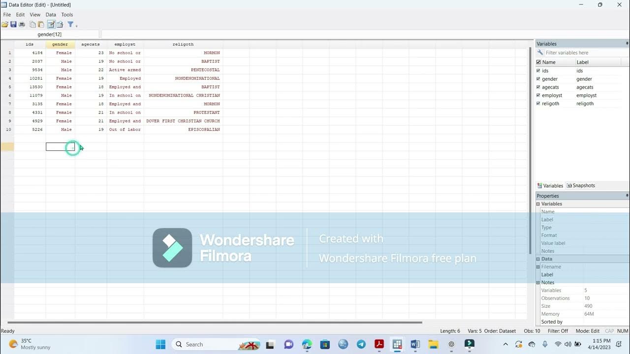 Stata Beginner -Data Editor (រៀន កម្មវិធី Stata - Data Editor) - YouTube