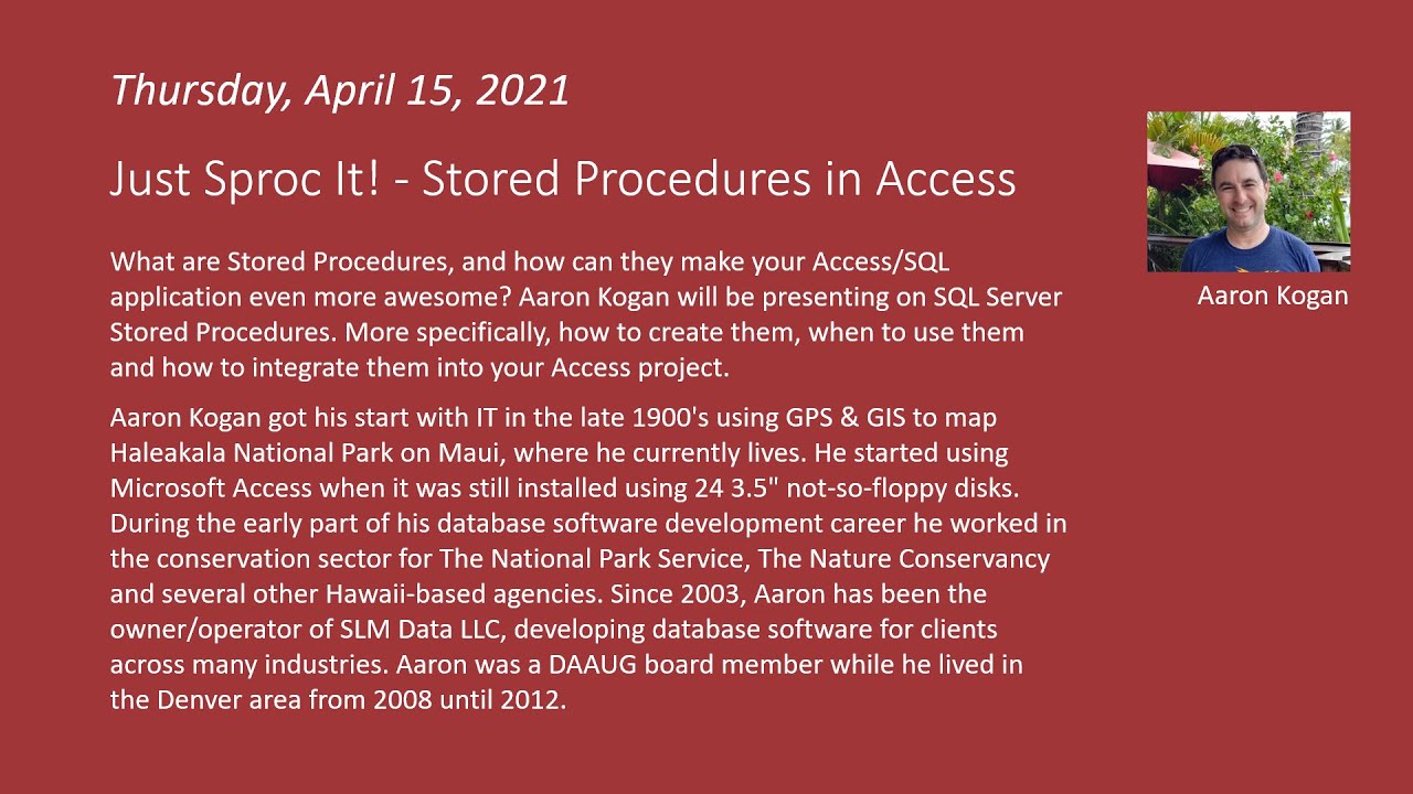 Just Sproc It! - Using Stored Procedures in Access - YouTube