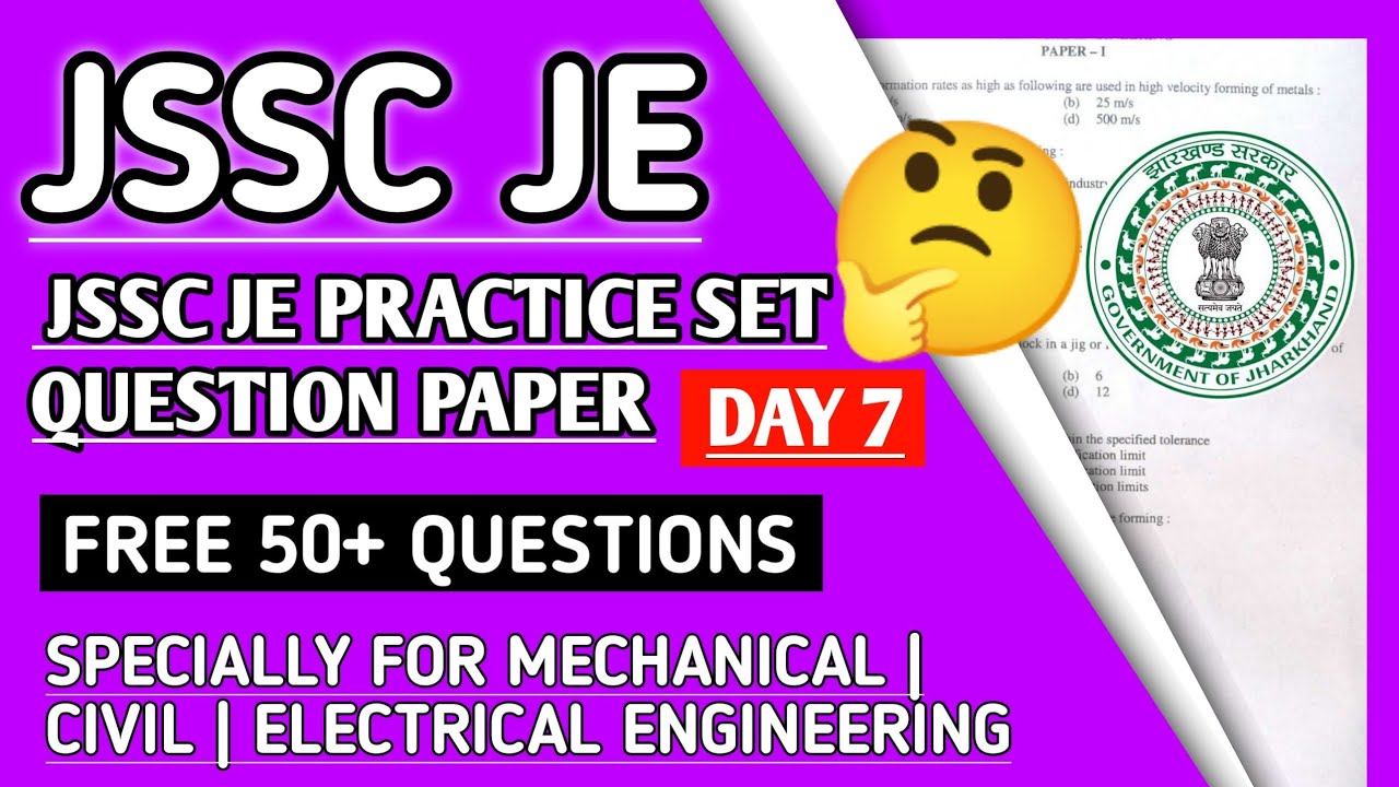 JSSC JE PRACTICE SET QUESTION PAPER DAY 7 | GENERAL ENGINEERING|CIVIL ...