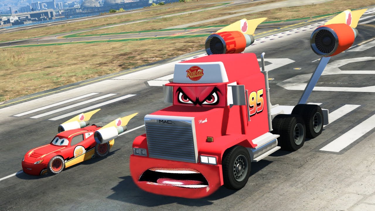 Lightning McQueen Truck MACK w/ Plane Engine / GTA 5 Cars Mods - YouTube