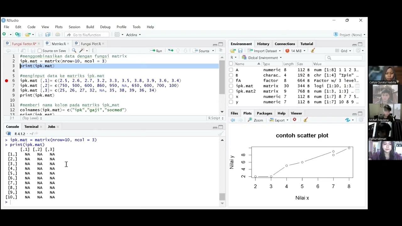 Pengaplikasian Fungsi Factor, Matrix, dan Scatter Plot pada R - YouTube