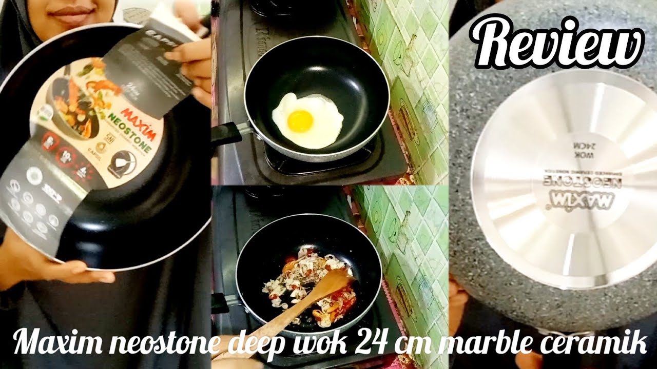 Review Maxim Neostone deep wok 24 cm marble ceramic | seasoning sebelum ...