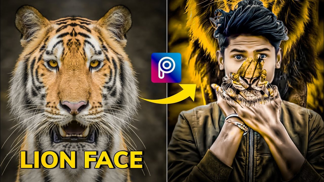 || CREAT A LION FACE MASK PHOTO EDITING PICSART || CB LION FACE PHOTO ...