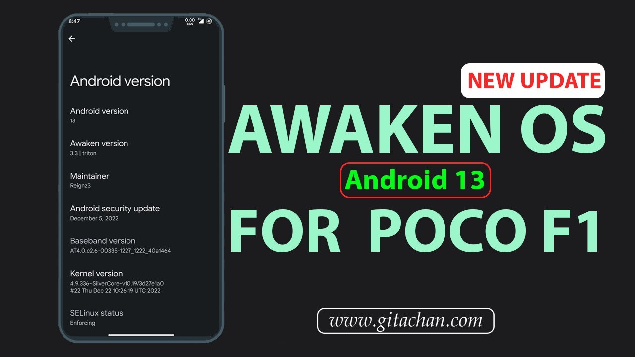 Awaken OS Android 13 For Poco F1 - YouTube
