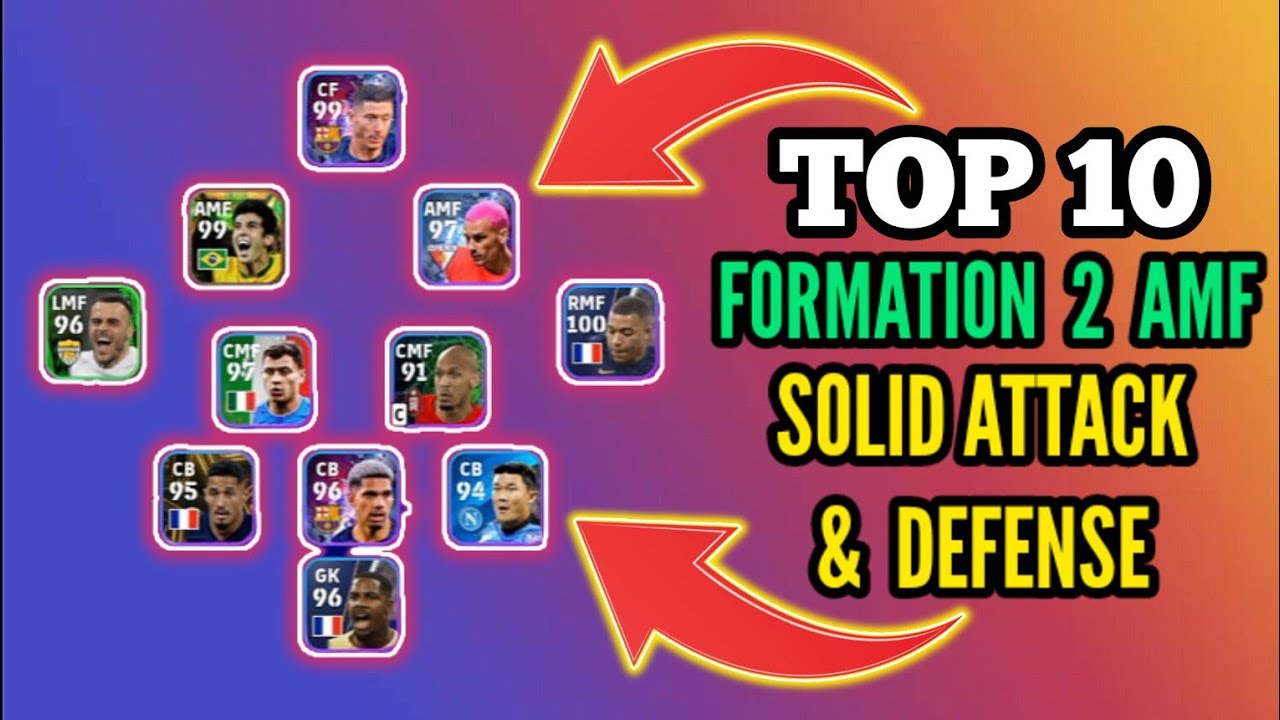 Top 10 formation with 2 AMF solid attack and defense | efootball 2023 ...
