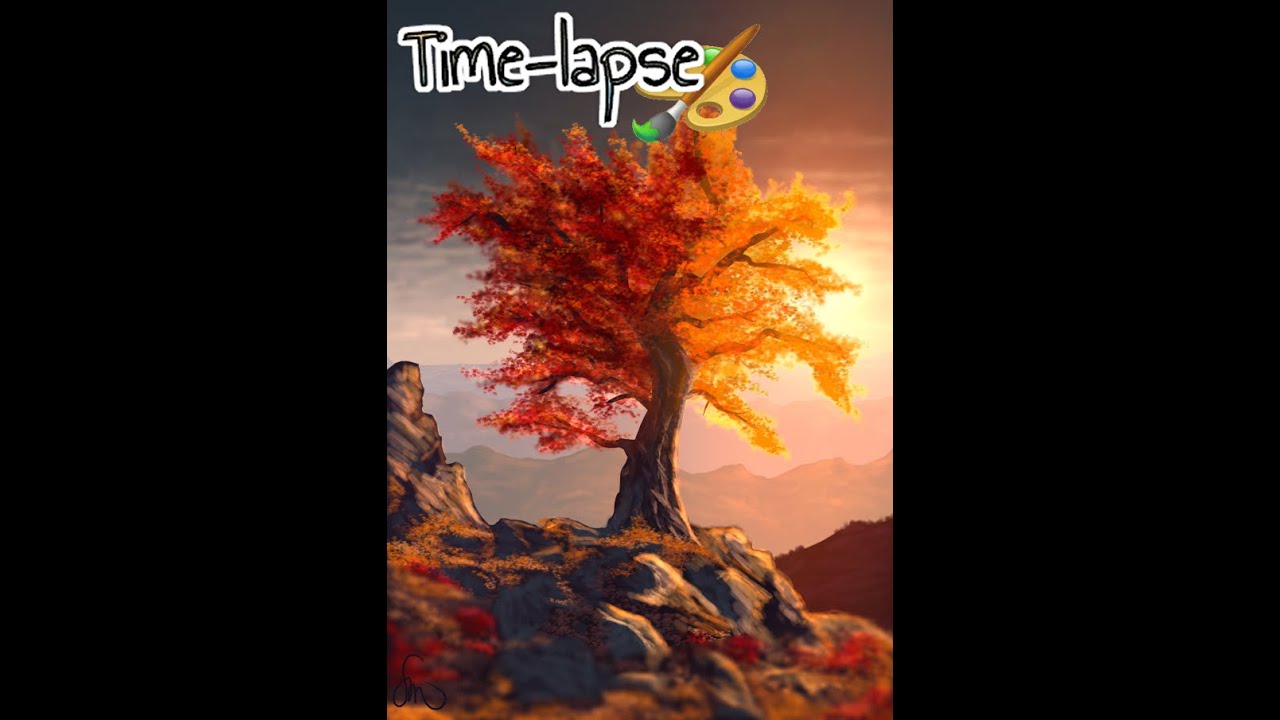 Procreate time-lapse: fall tree - YouTube