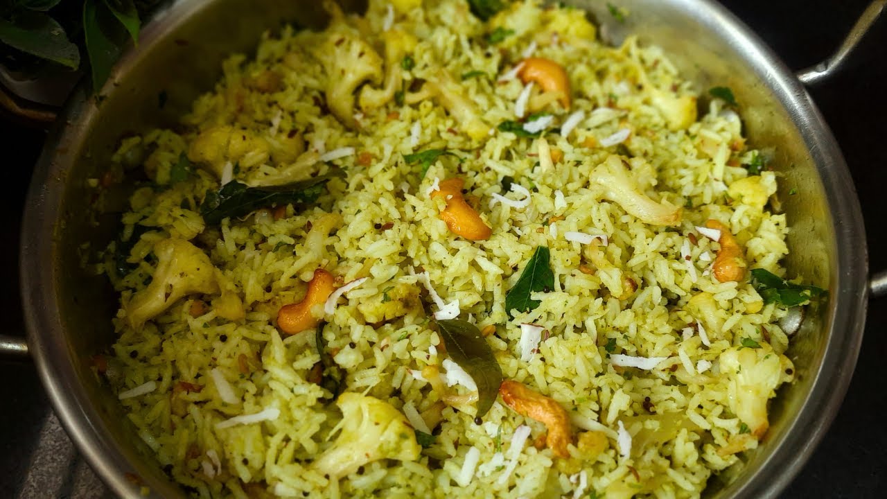 Quick Masala Cauliflower Rice Bath Recipe | Tasty Gobi Rice | Lunch box ...