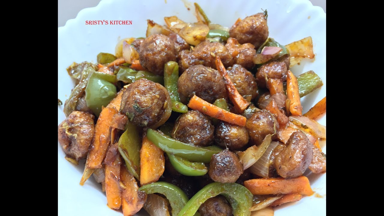 Chilli Soya Chunks Recipe | Soyabean Chilli Recipe | Chilli Soya ...