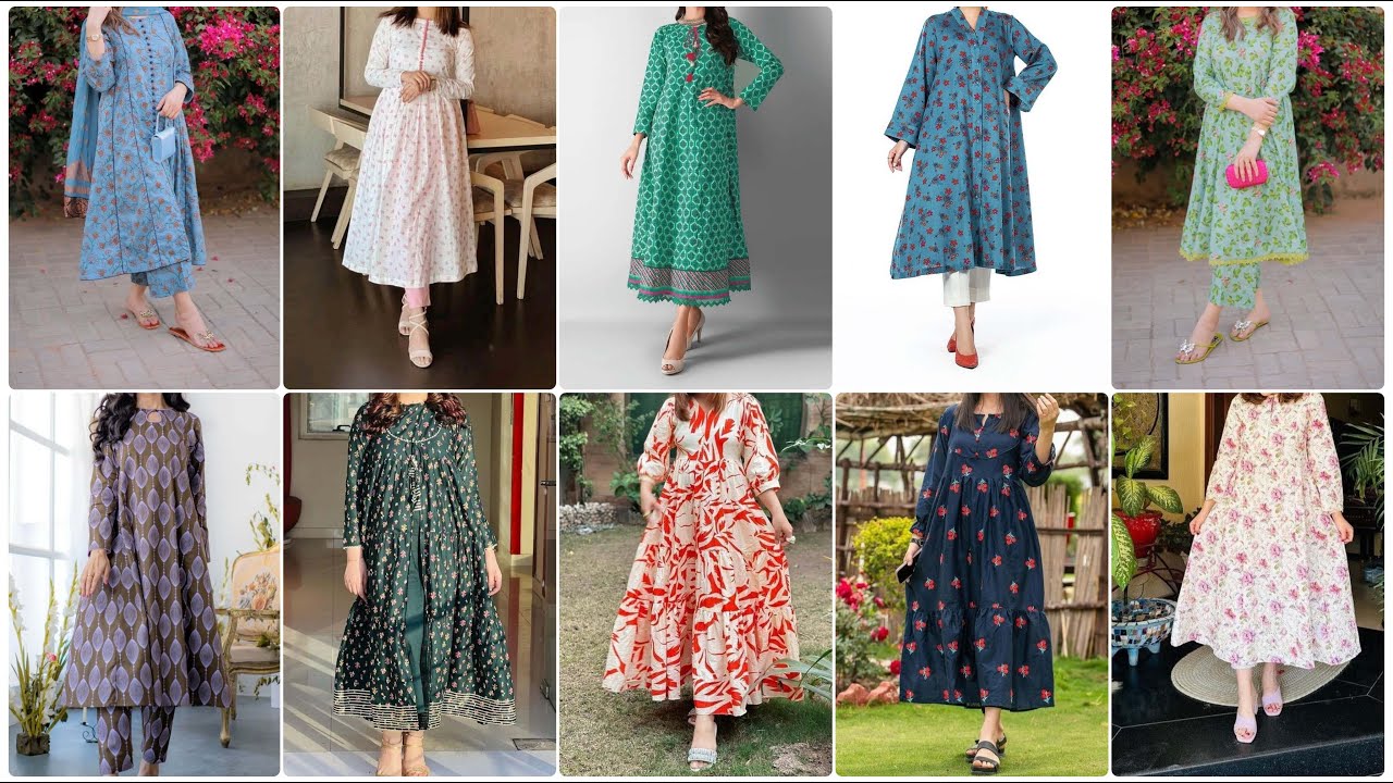Winter Stylish & Casual Long Frocks| Printed Frock Design| Simple Long ...