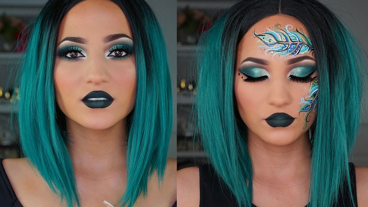 Teal Ombre Feather Make-Up Tutorial | Jessica A.M. Kalil - YouTube