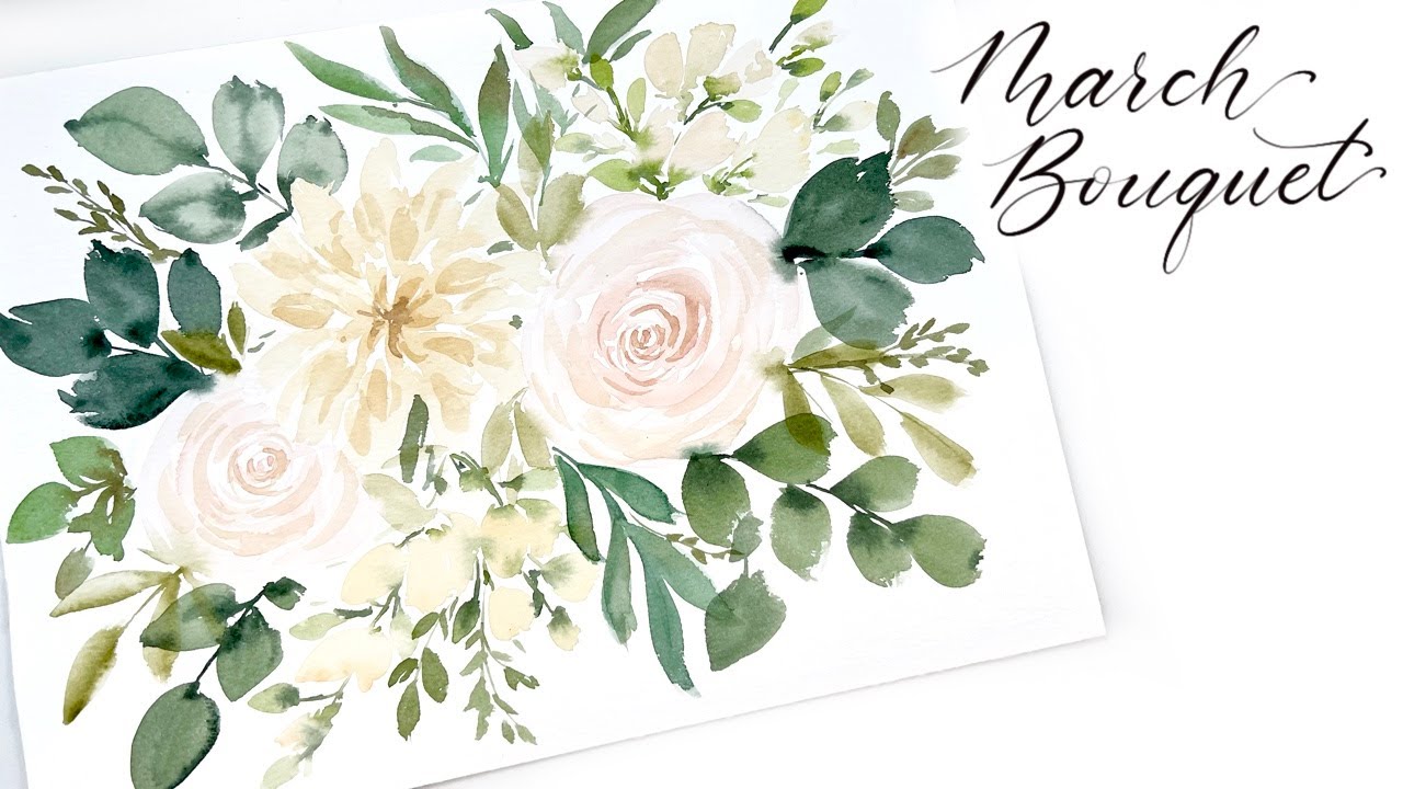 How To Paint A March Watercolour Bouquet - YouTube