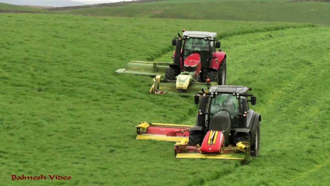 Fell Farm Silage - Two Mowers a-Mowing! - YouTube