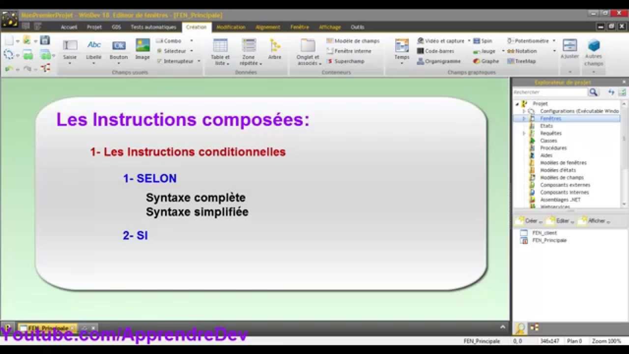 Instructions conditionnelles SELON & SI WINDEV - YouTube