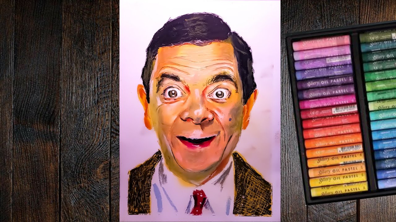 Mr. Bean (Rowan Atkinson ) Drawing || REALISTIC EASY OIL PASTEL DRAWING ...