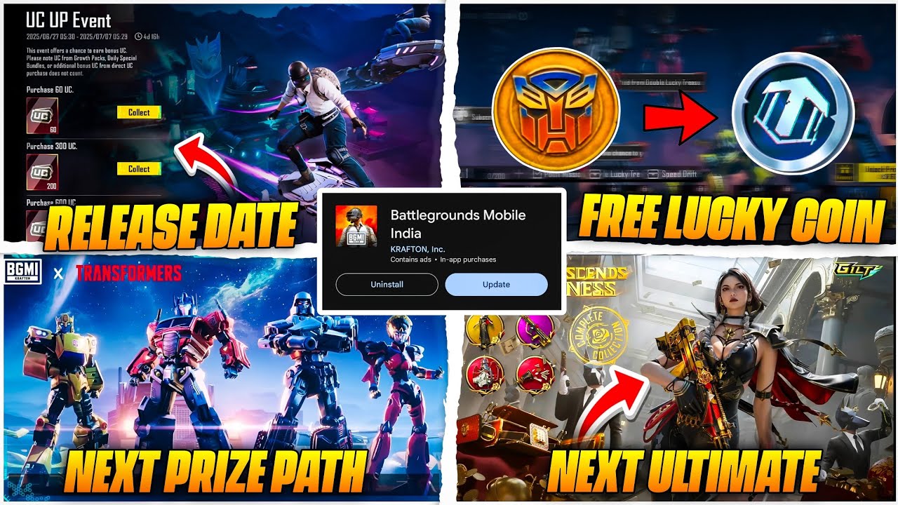 🔴 NEXT UC UP RELEASE DATE / NEXT TRANSFORMERS PRIZE PATH / BGMI 3.9 ...