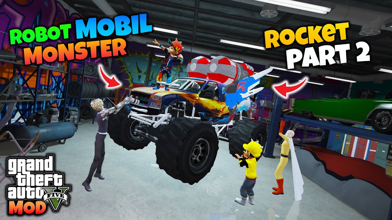 GTA 5 MOD BOBOIBOY KUASA FROST FIRE MEMPERBAIKI ROBOT MOBIL MONSTER ...