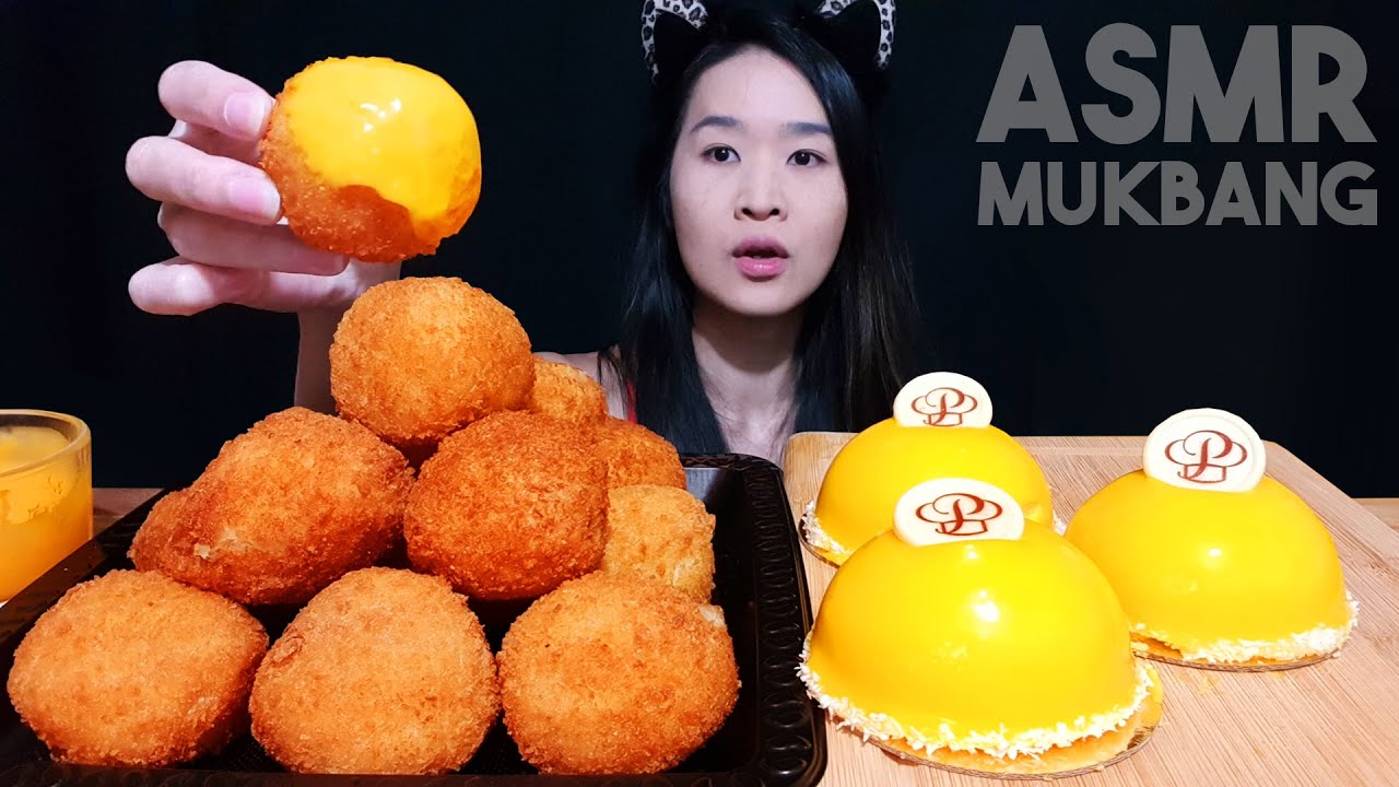 CHEESY POTATO BALLS MUKBANG! Porto's Mango Mousse Cake, Crispy Fried ...
