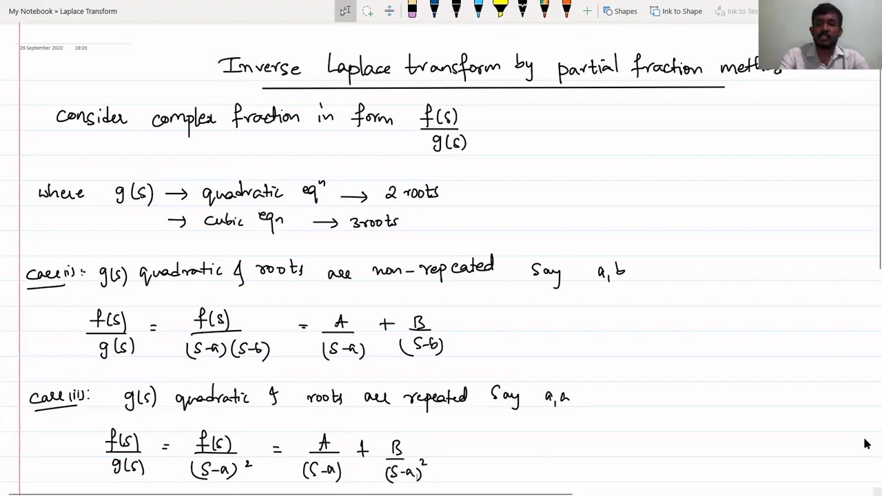 Inverse Laplace transform by Partial fraction method. - YouTube