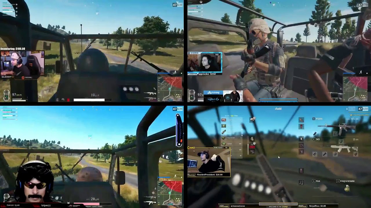 PUBG Split Screen - Summit1G w. Shroud / Dr. Disrespect / Chad Part 3 ...
