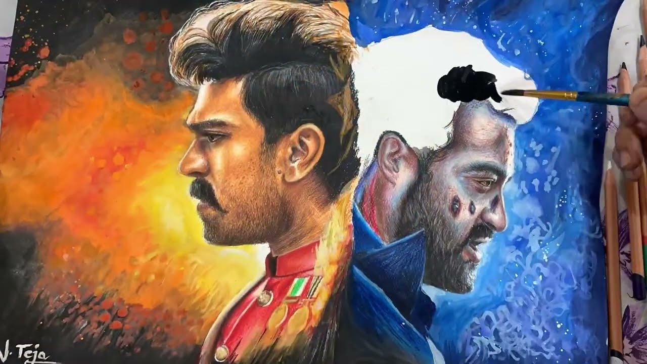 Drawing RRR ||ramcharan and jr NTR - YouTube