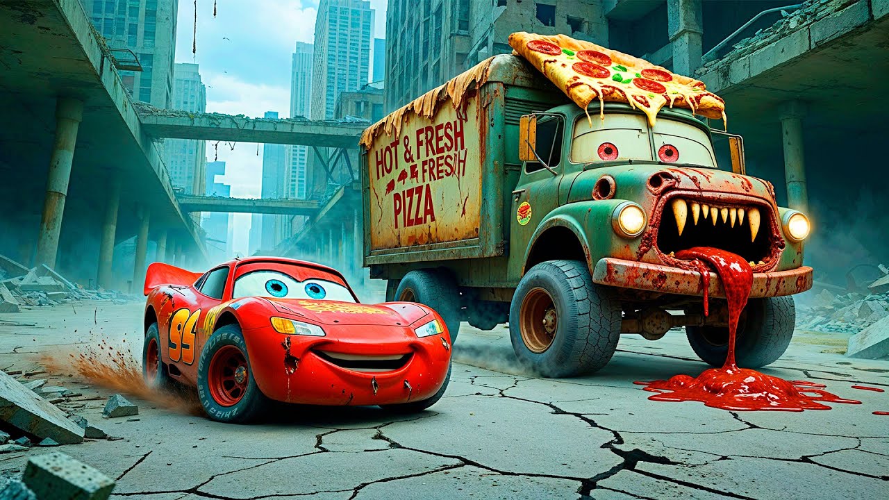 ⚠️Big & Small vs Epic Escape⚠️McQueen and Mater VS ZOMBIE PIZZA TRUCK ...