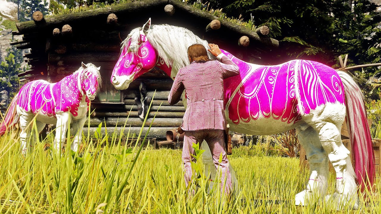 Arthur Morgan Discovers and Tames the Legendary Pink and White ...