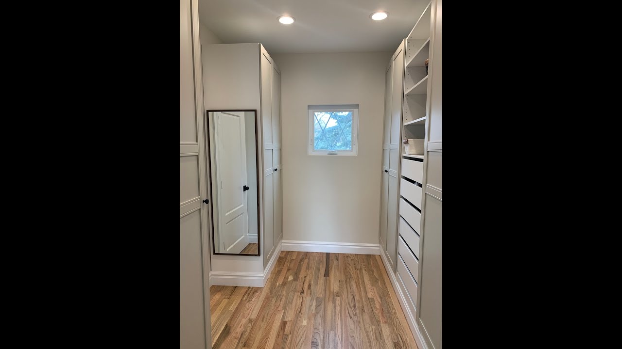 Ikea PAX master closet build - baseboard modifications - YouTube