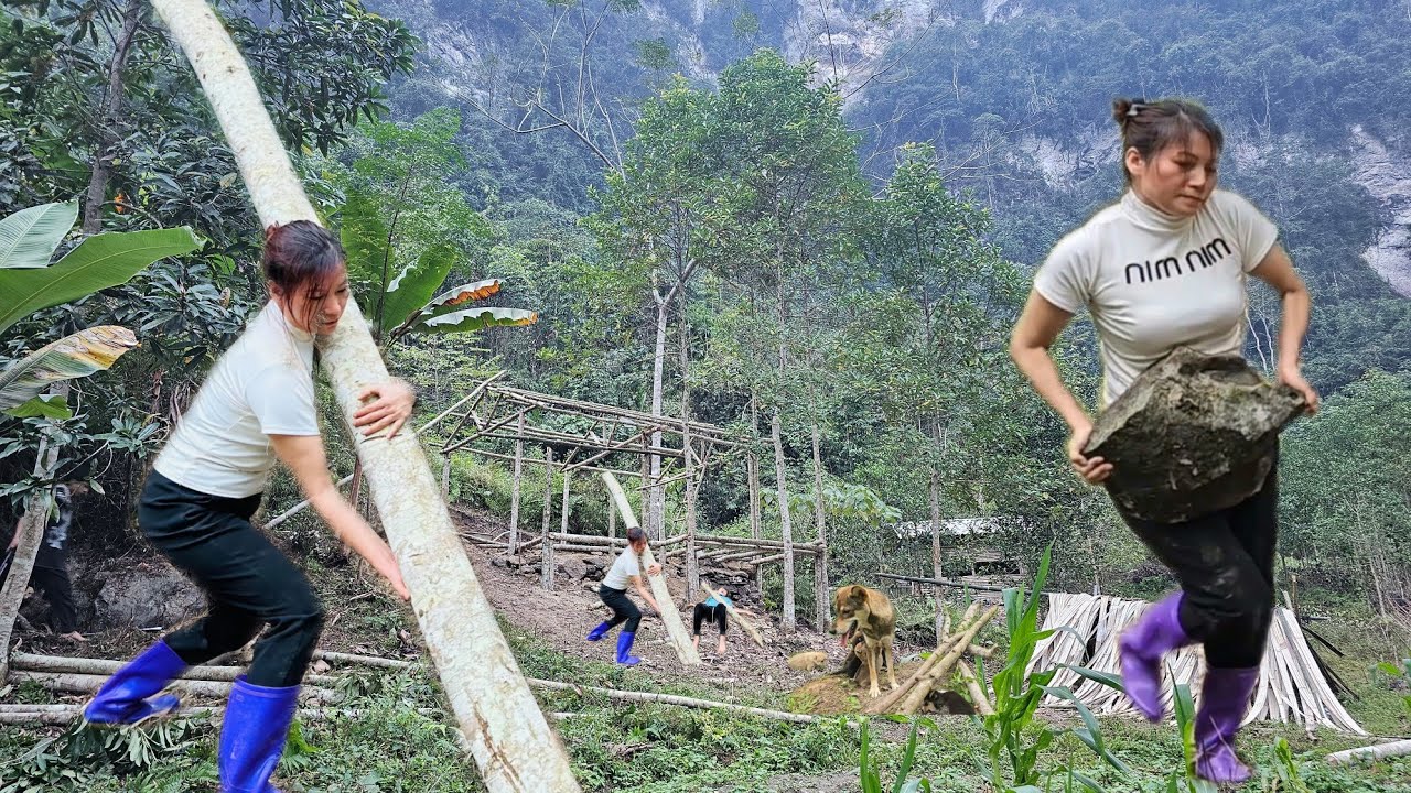 Single Mom Farm - Build a New Life Ep 4 How To Make Building Bamboo ...