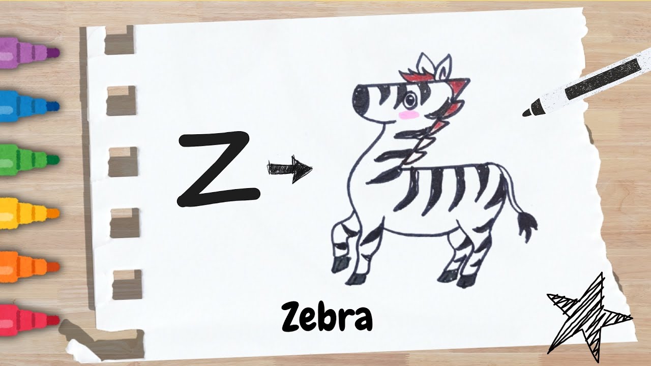 How to Draw a Zebra from Letter Z || Drawing Animals from Letters - YouTube