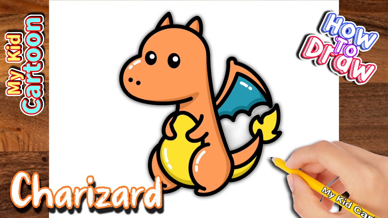How to Draw a Cute Charizard - Pokemon Easy Drawing for Kids and ...