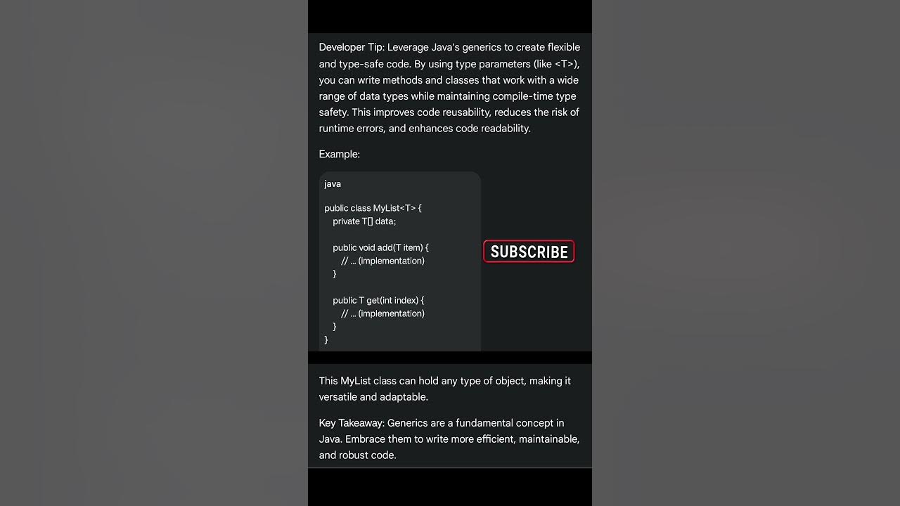 #generics #java #codingtips #code #coding #developer #codingtutorial #tutorial #javadev #shorts ...