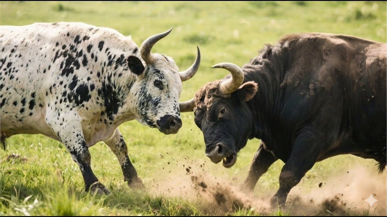 The strong cows roam the vast grasslands - Buffalo and cow mooing ...
