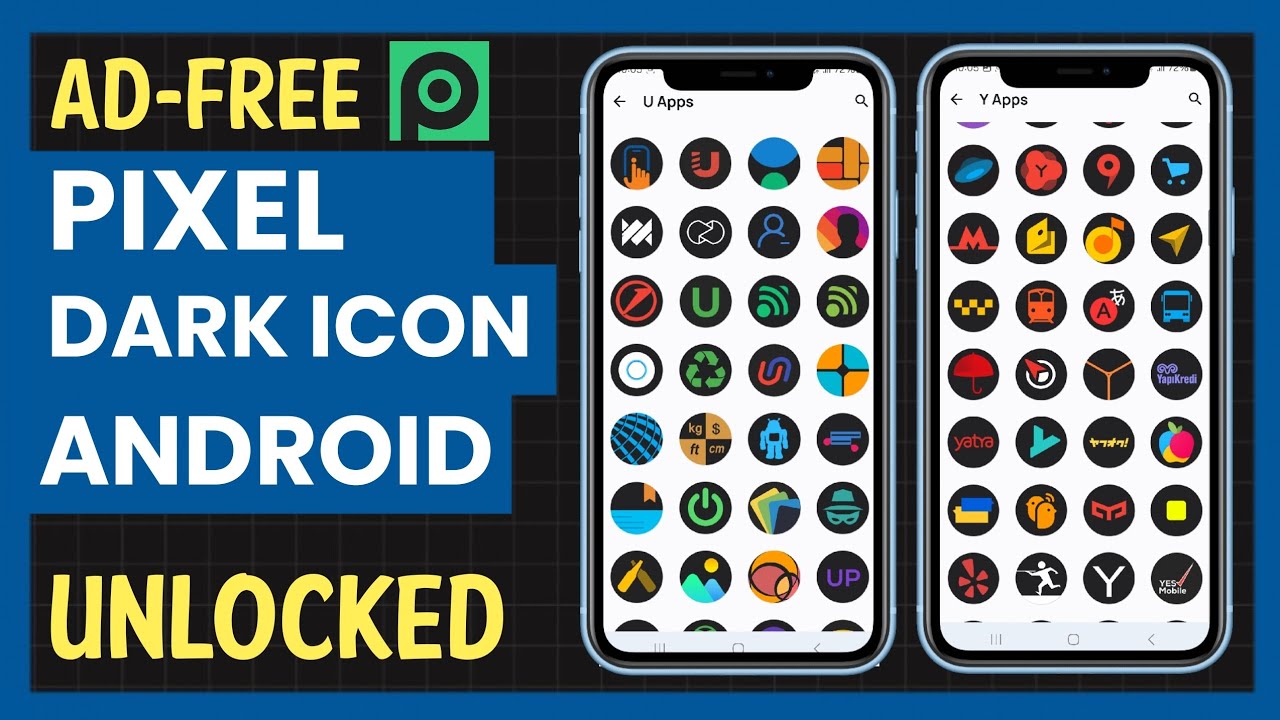 Best Free Pixel Dark Icon Pack App for Android - YouTube