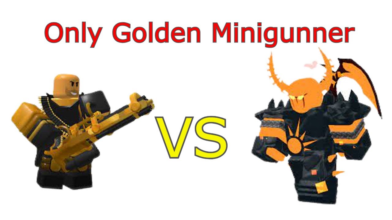Only Golden Minigunner Solo Molten Boss Tower Defense Simulator - YouTube