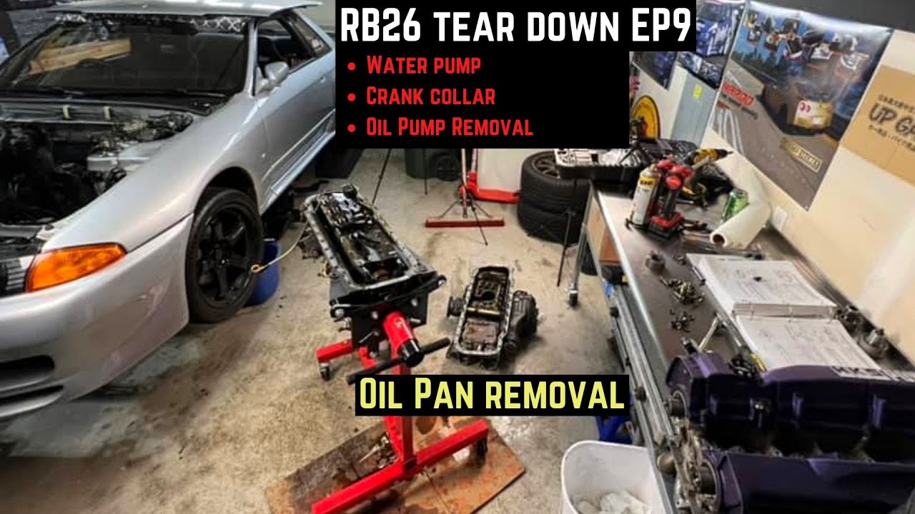 RB26 disassembly process Oil pump, water pump, timing gear, oil pan ...