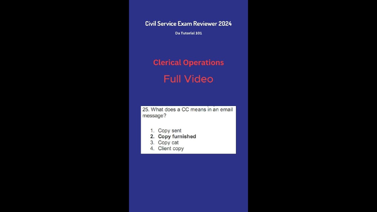 Civil Service Exam Reviewer 2024 - Full Video Clerical Operations # ...