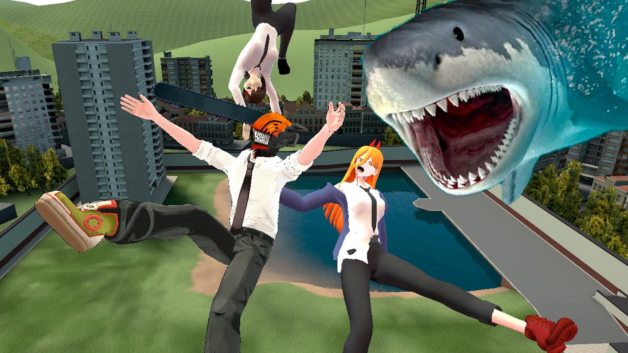 Chainsaw Man episode 1 denji vs zombie ragdoll jumps and fall - YouTube