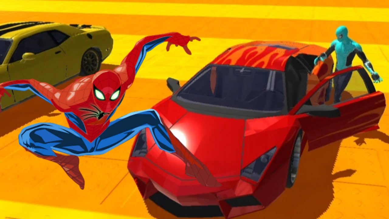 Spiderman Driving his new Lamborghini Car-Impossible Car Stunt Gameplay ...