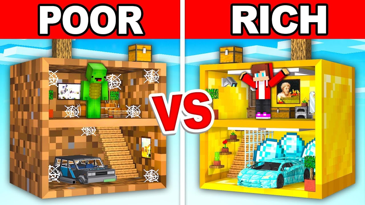 POOR vs RICH: SKYBLOCK Build Challenge in Minecraft - YouTube