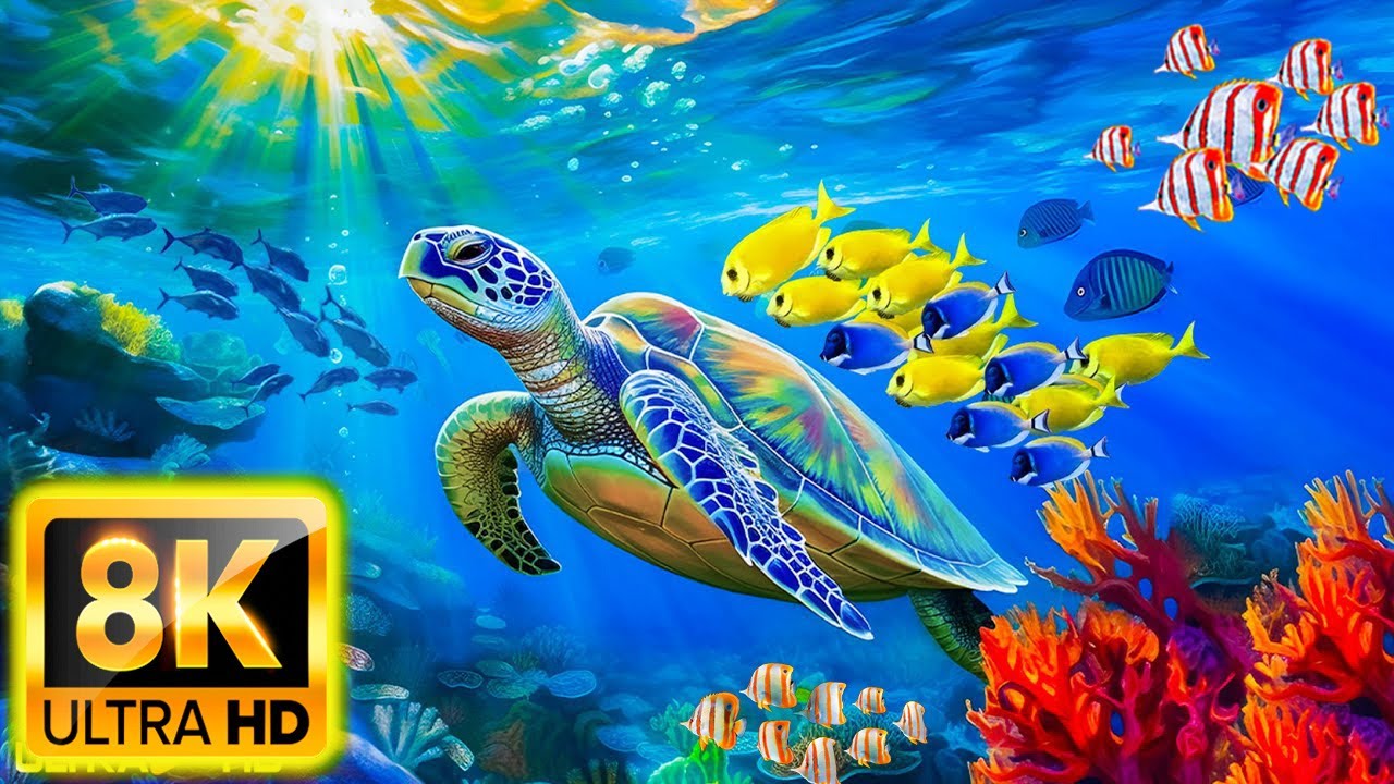 Aquarium 8K VIDEO ULTRA HD 🐠 Beautiful Relaxing Coral Reef Fish ...