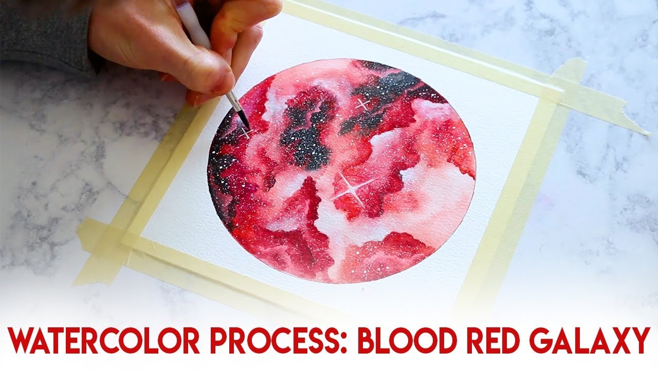 [BLOOD RED GALAXY] Watercolor Process Video - YouTube
