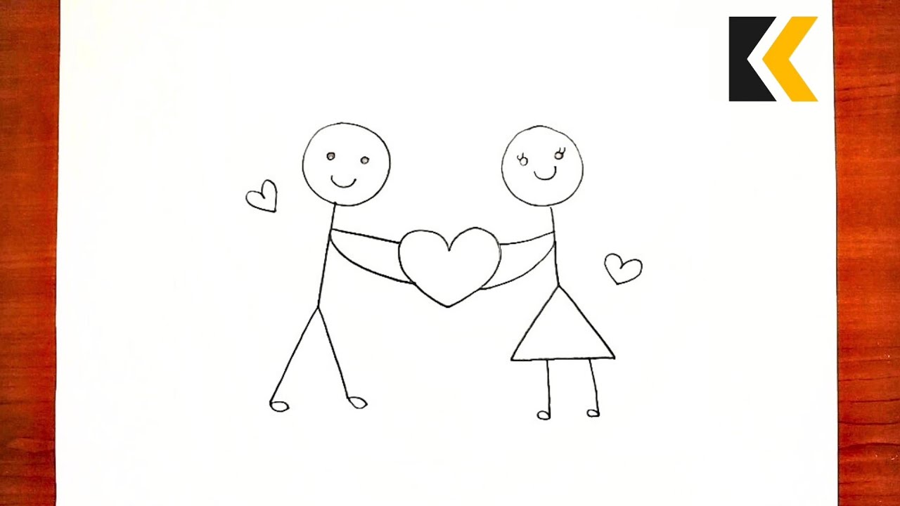 How To Draw Couple In Love Stick Figure | Draw Valentine Items Easily ...
