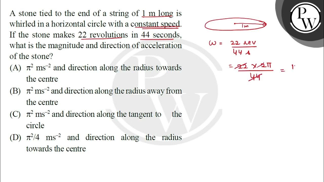 A stone tied to the end of a string of \( 1 \mathrm{~m} \) long is whirled in a horizontal circl ...