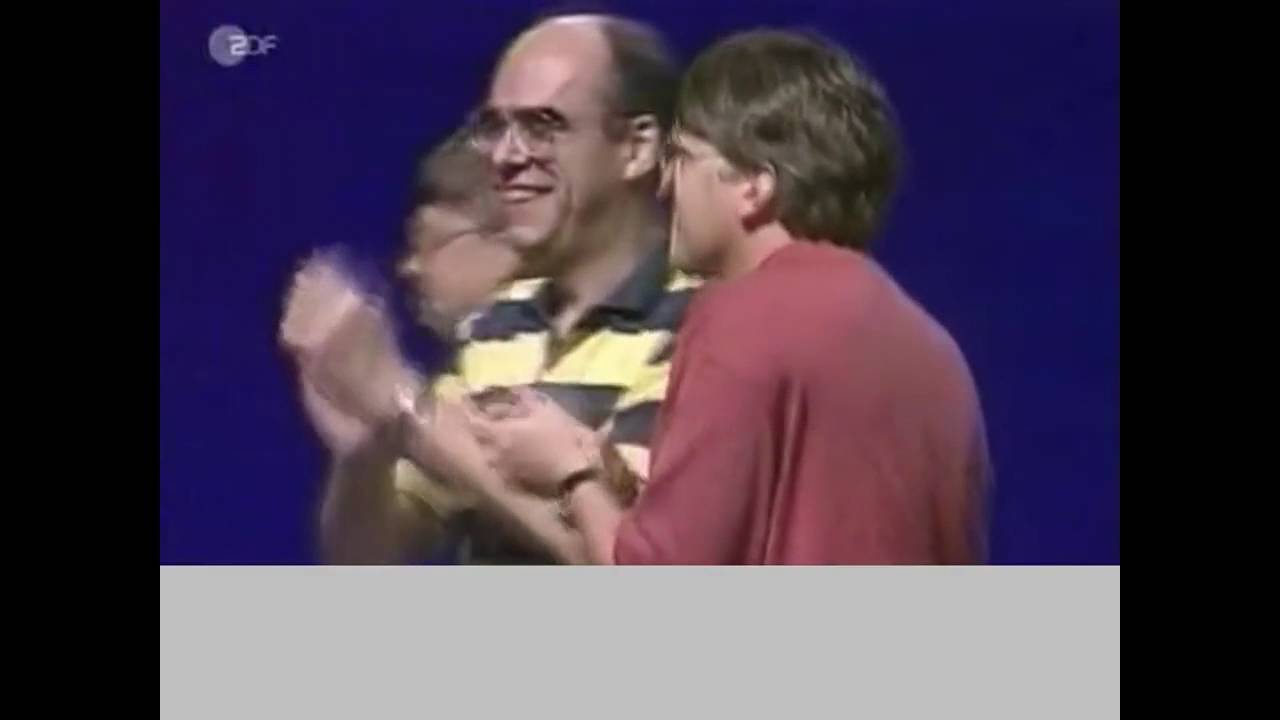 Bill Gates and Steve Ballmer awkward dancing at Windows 95 launch party ...