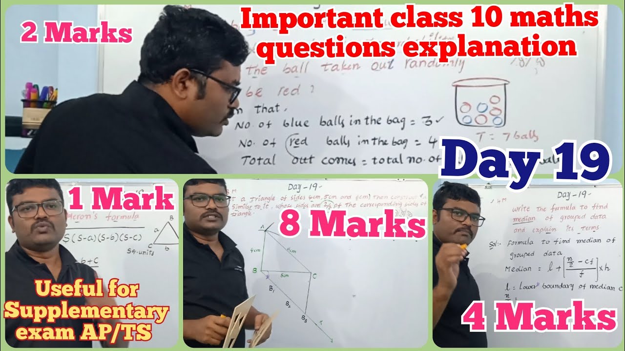 Day 19 important class 10 maths questions explanation|Useful for ...