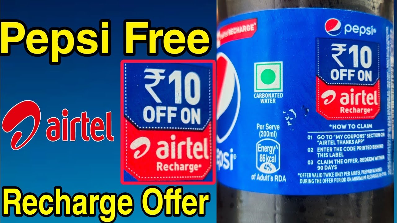 Pepsi Airtel Free Recharge offer Telugu | pepsi offer| Pepsi airtel 10 ...