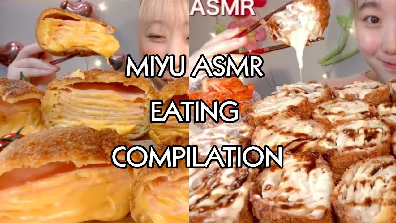 MIYU ASMR CONSUMING MILLEFEUILLE CHEESE HAM CUTLET MUKBANG BITES ONLY ...