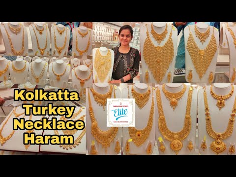 Kolkatta Turkey Necklace Haram Collection Latest Designs/Bridal Gold Jewellery/Saravana Elite