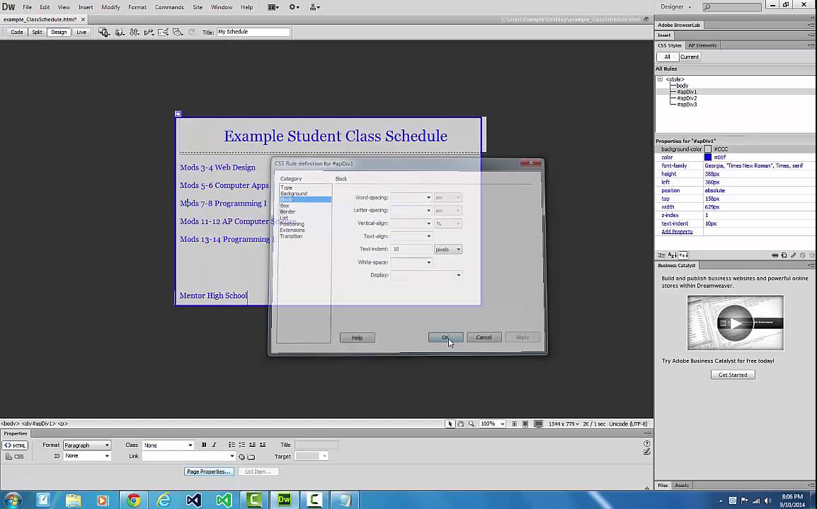 Web Design - Dreamweaver AP Div Tags - YouTube